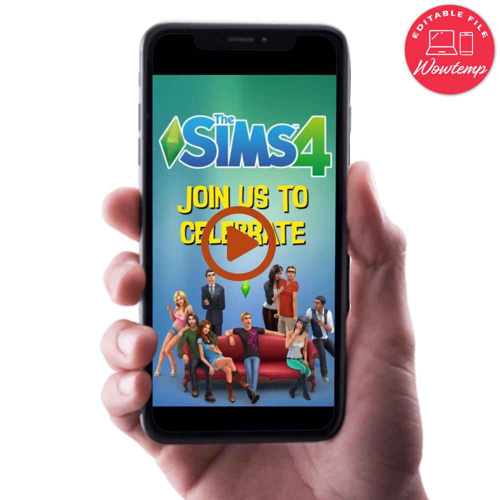 The Sims 4 Video Invitation Digital Template DIY | Wowtemp