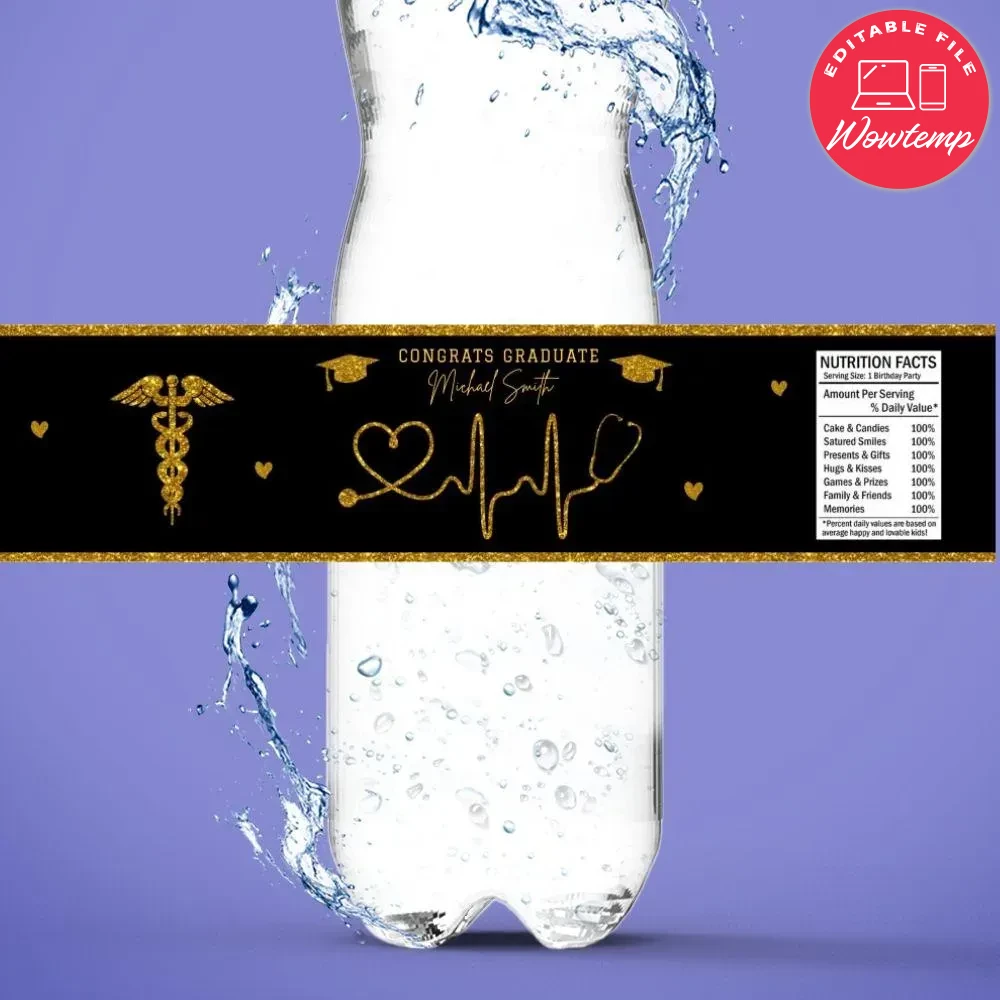 Medical assistant graduation Water Bottle Label Template | Wowtemp