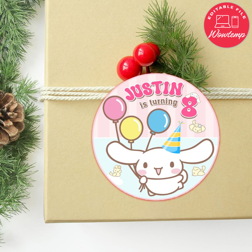 Cinnamoroll Circle Sticker Template Customizable DIY | Wowtemp