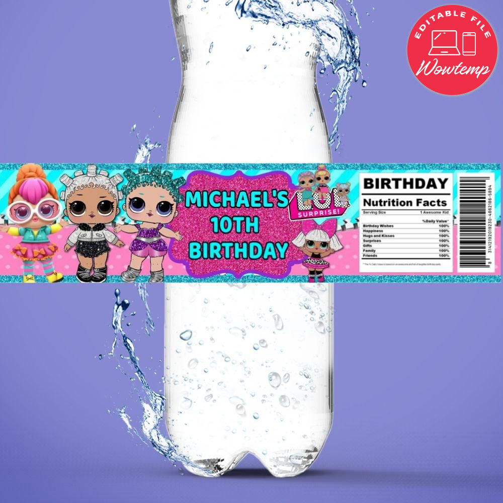 Lol Dolls Birthday Water Bottle Label Template | Wowtemp