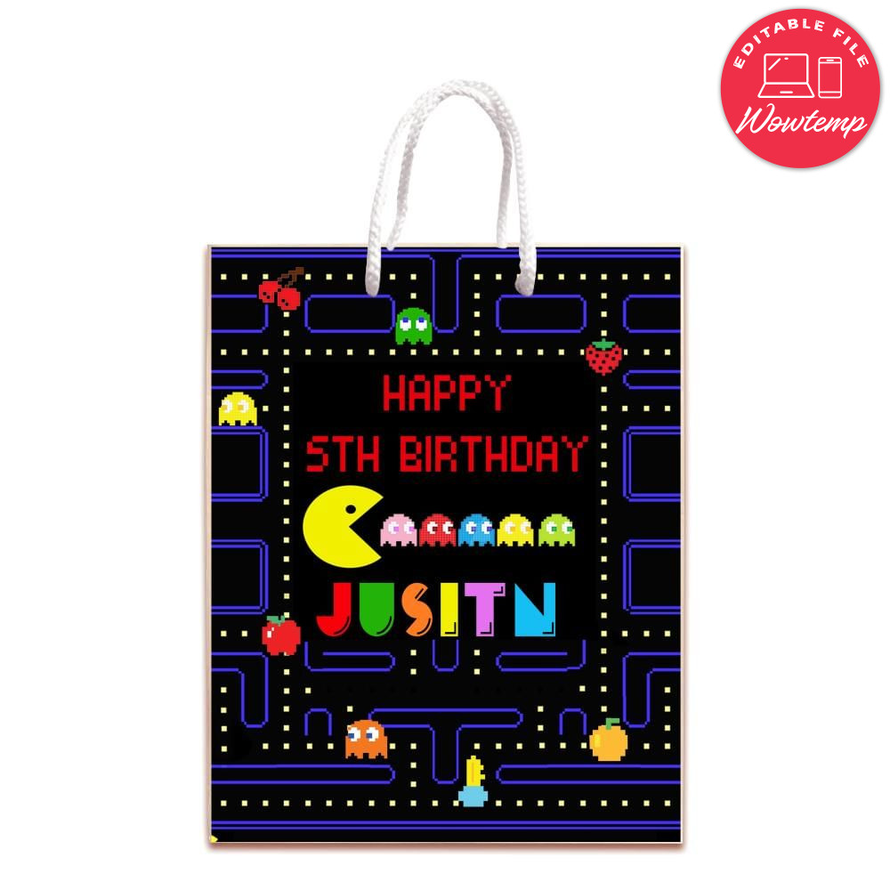Pacman Gift Bag Label Template Printable DIY | Wowtemp