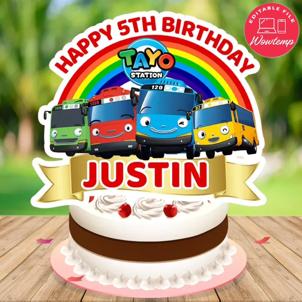 Tayo the little bus Cake Topper Template Printable | Wowtemp