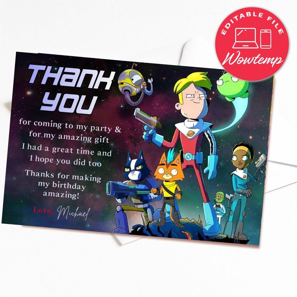 Final Space Thank You Card Customizable Template DIY | Wowtemp