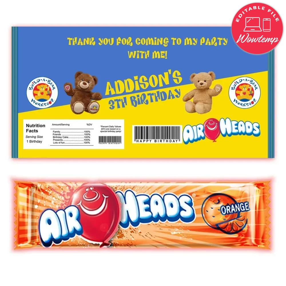 Build A Bear Airhead Candy Wrapper Template Printable | Wowtemp