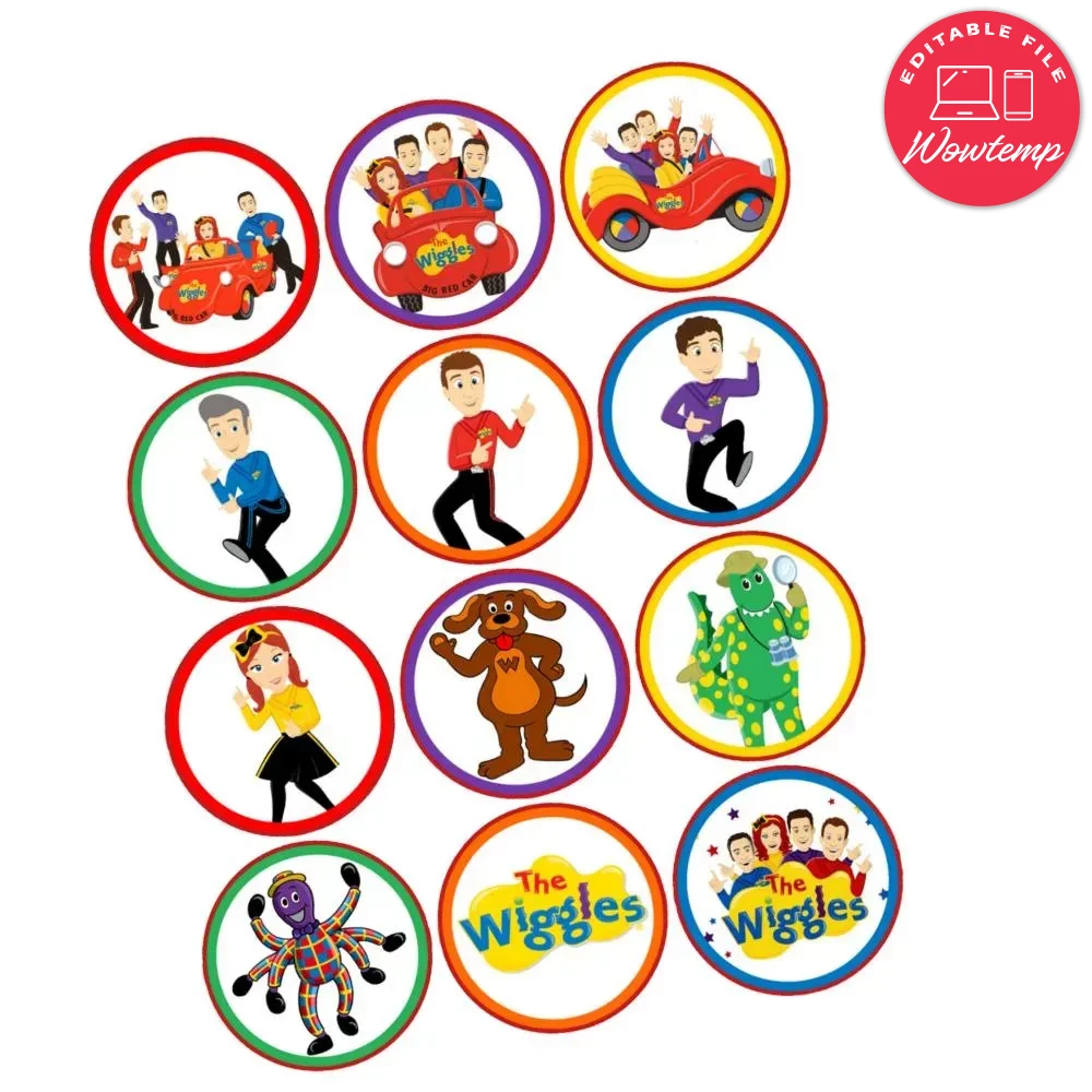 Wiggles Cupcake Toppers Template Printable Instant Download | Wowtemp