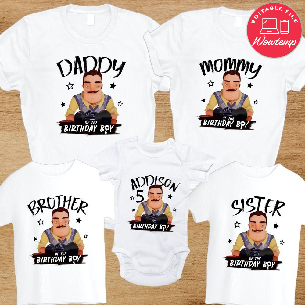 Hello neighbor Family Birthday PNG file template | Wowtemp