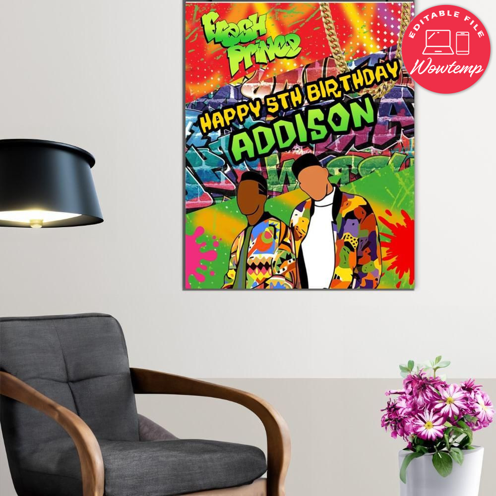 Fresh Prince Birthday Welcome Sign Digital File Printable DIY | Wowtemp