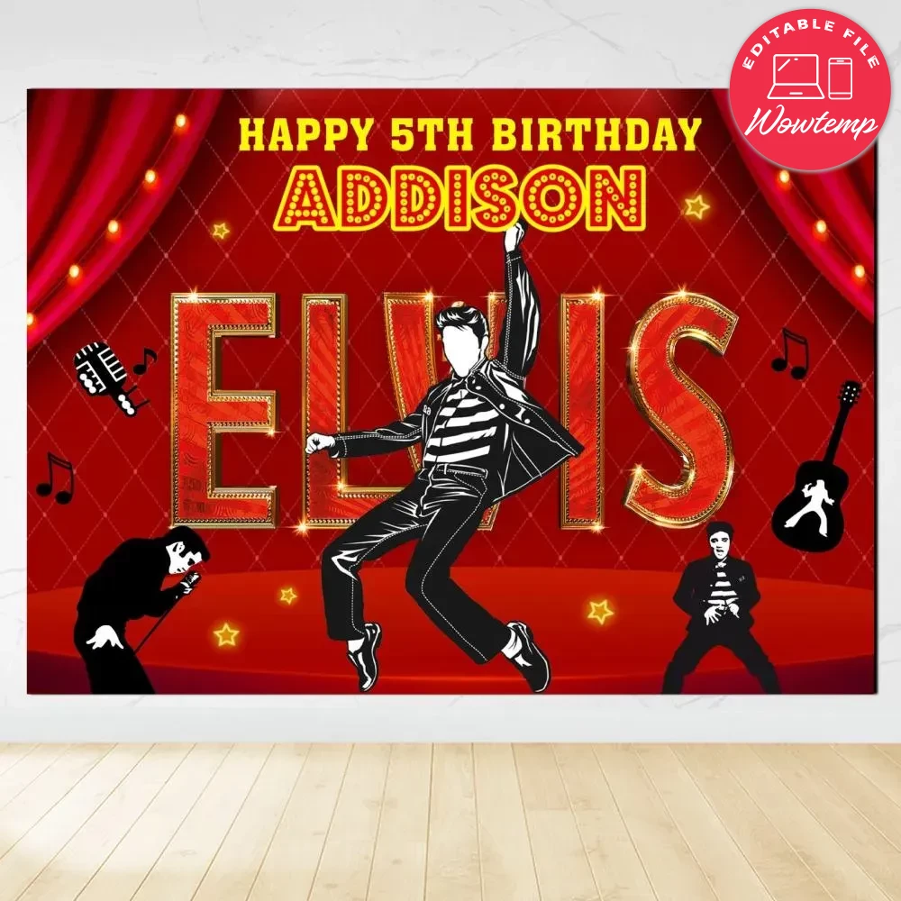Elvis Birthday Backdrop Digital File Template | Wowtemp