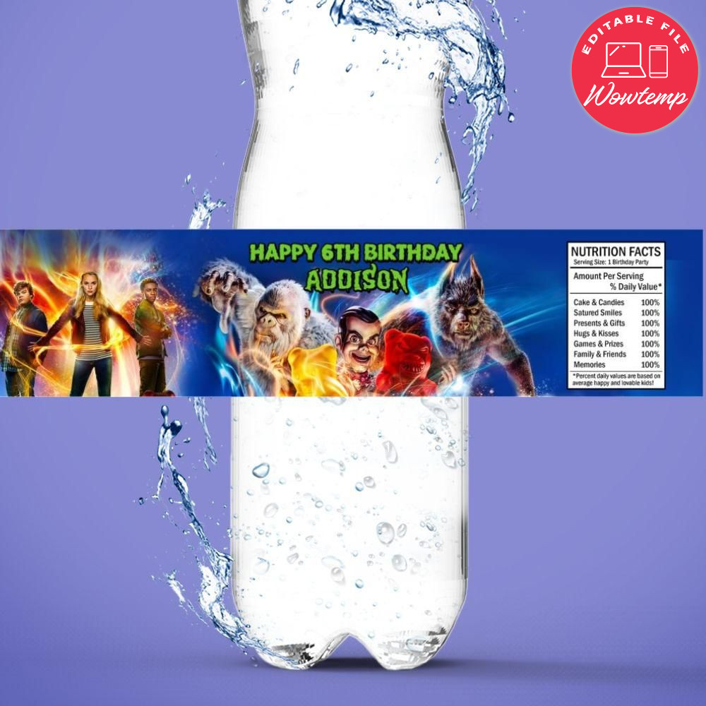 Goosebumps Birthday Water Bottle Label Template | Wowtemp