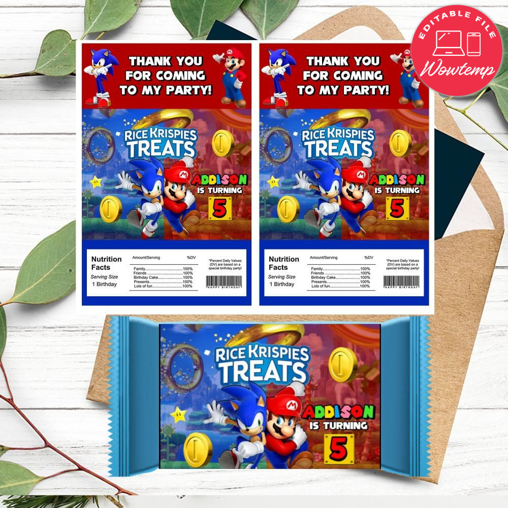 Sonic Mario Rice Krispies Treats Template Printable | Wowtemp
