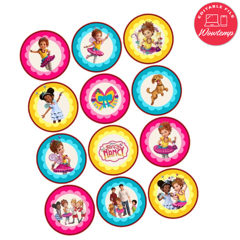 Fancy Nancy Cupcake Toppers Template Printable Instant Download | Wowtemp