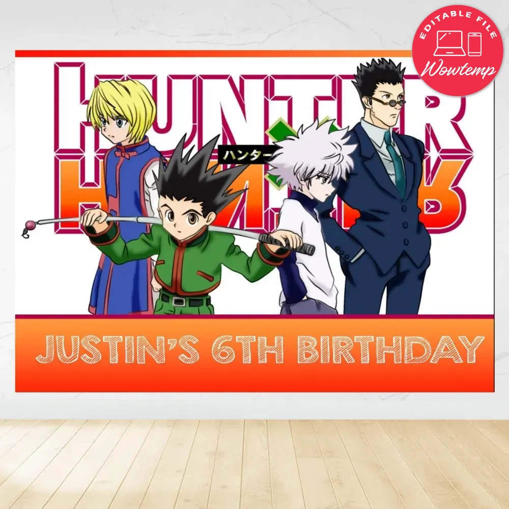 Hunter x Birthday Backdrop Digital File Template DIY | Wowtemp