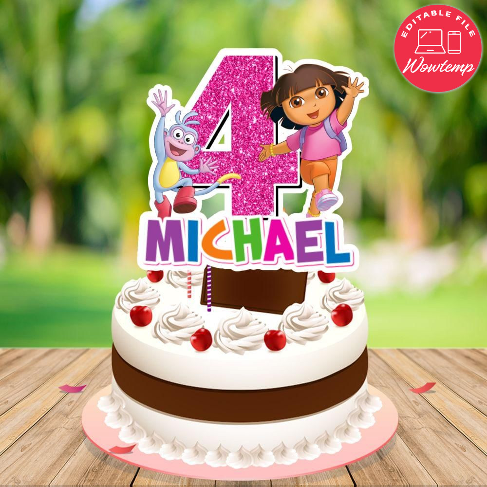 Dora The Explorer Birthday Cake Topper Template Printable | Wowtemp