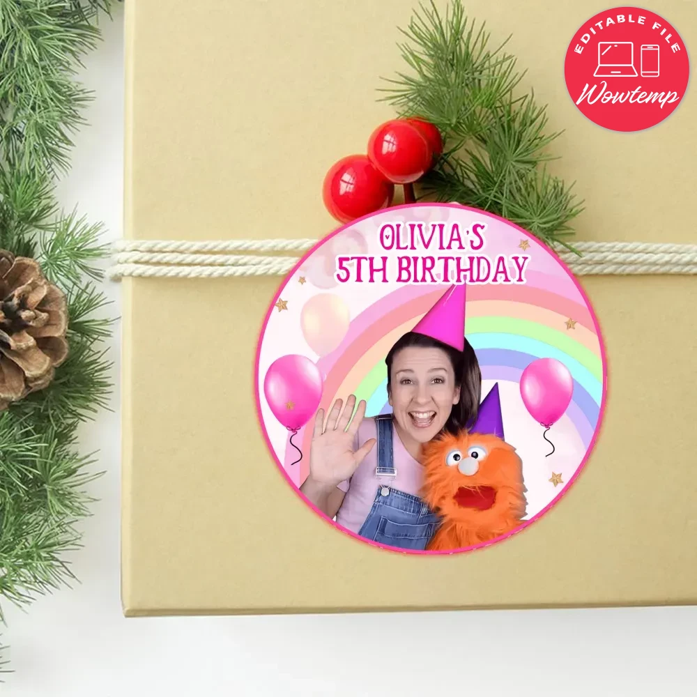 Ms. Rachel Circle Sticker Template Customizable DIY | Wowtemp