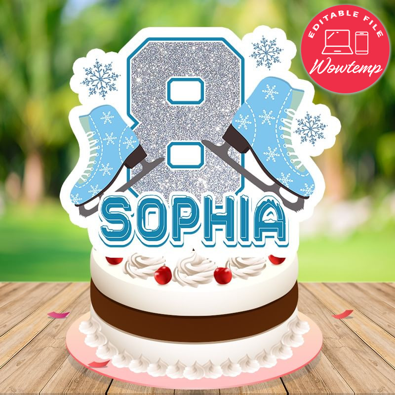 Ice Skating Birthday Cake Topper Template Printable | Wowtemp