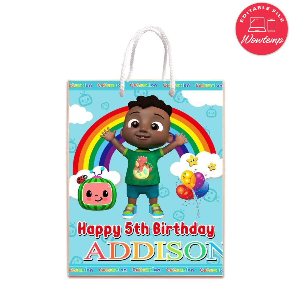 Cocomelon Cody Gift Bag Label Template Printable DIY | Wowtemp