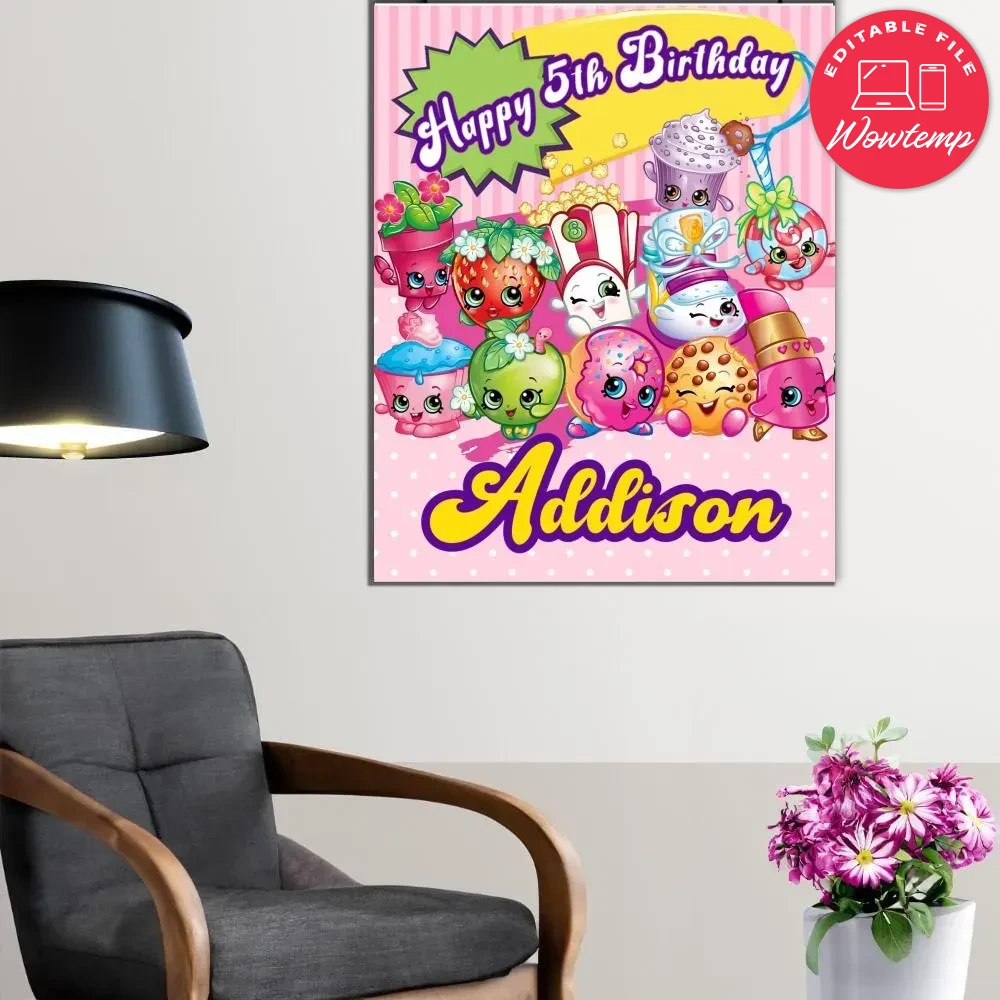 Shopkins Birthday Welcome Sign Digital File Printable DIY | Wowtemp