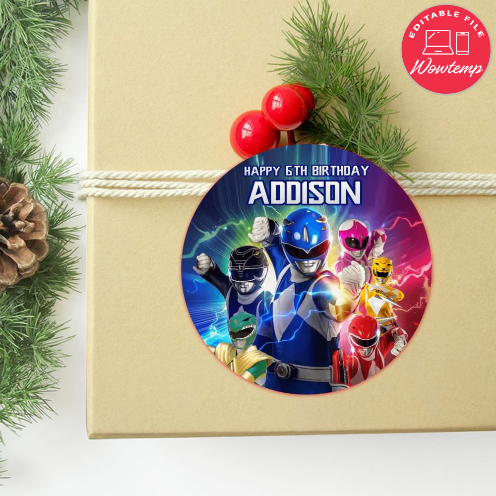 Power rangers Circle Sticker Template Customizable DIY | Wowtemp