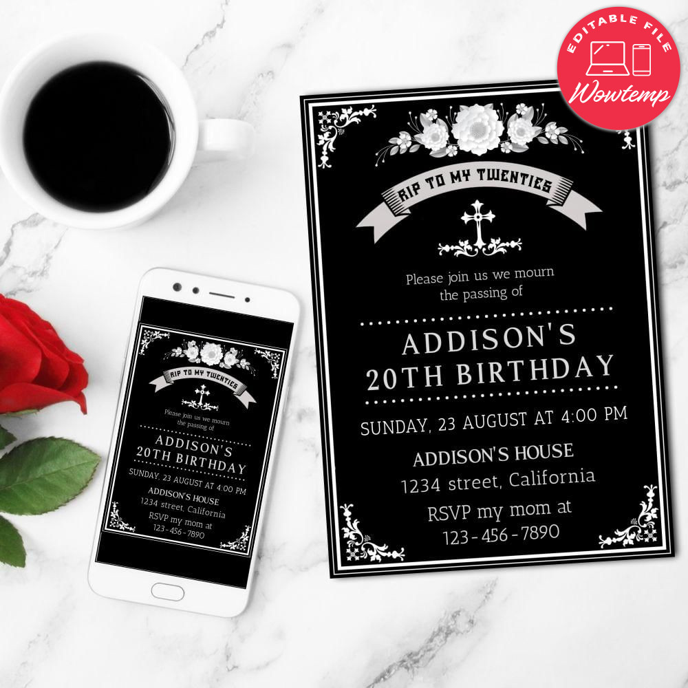 Rest in peace Invitation Customizable Template DIY | Wowtemp