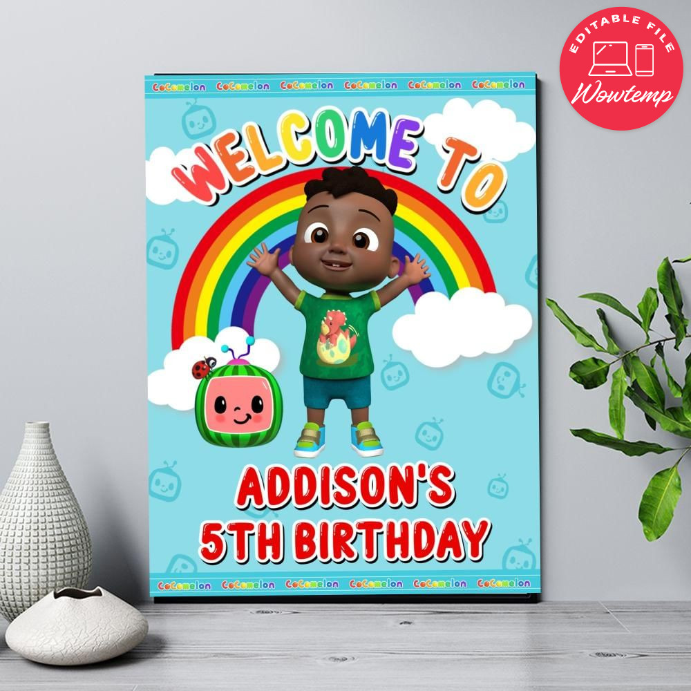 Cocomelon Cody Birthday Welcome Sign Digital File Printable DIY | Wowtemp