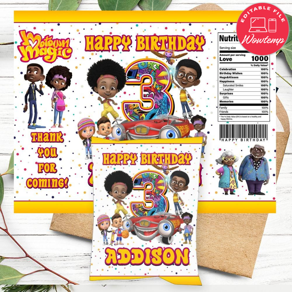 Motown magic Birthday Party Chip Bag Digital File DIY | Wowtemp