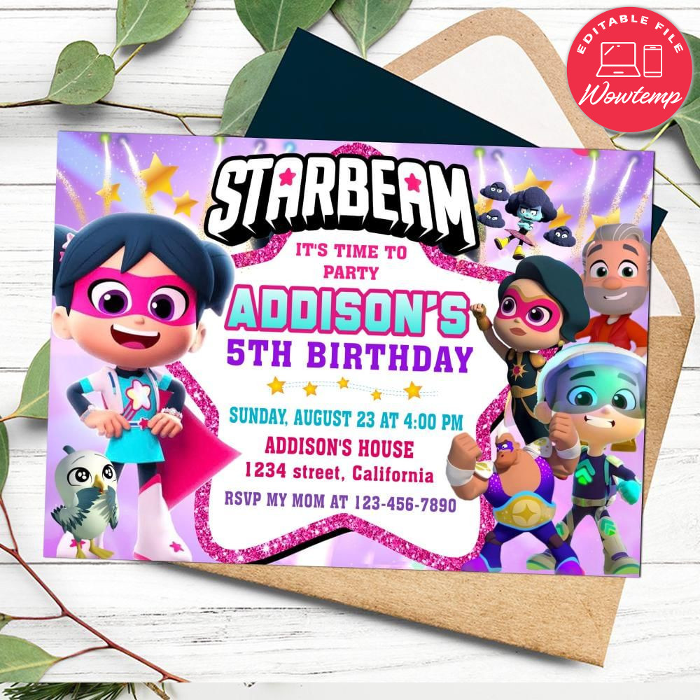 Starbeam Invitation Customizable Template DIY | Wowtemp