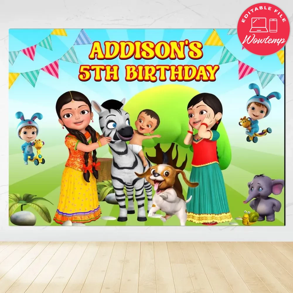 Infobells Birthday Backdrop Digital File Template | Wowtemp