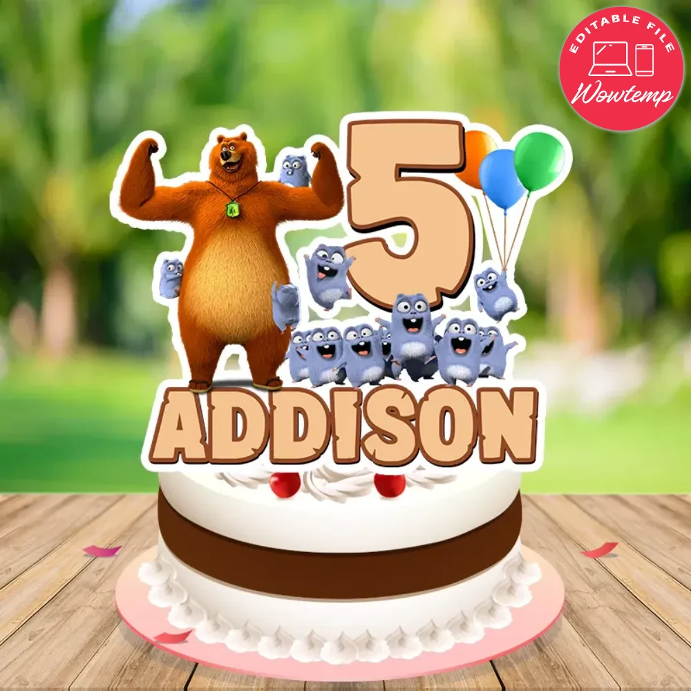 Grizzy and the lemmings Birthday Cake Topper Template Printable | Wowtemp