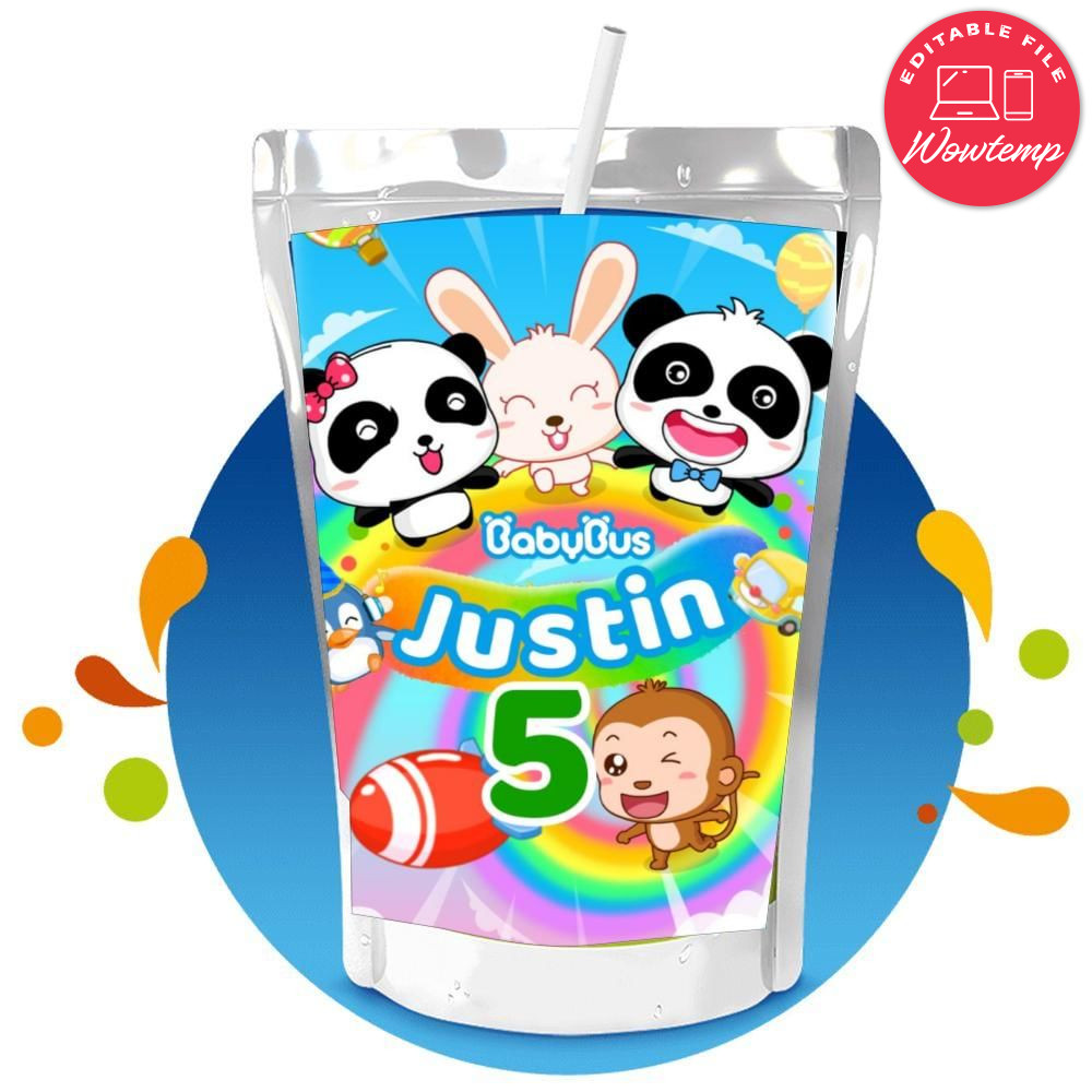 Baby Bus Panda Capri Sun Birthday Digital File Printable | Wowtemp