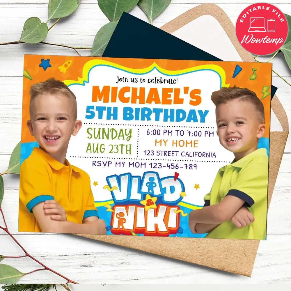 Vlad and niki Birthday Invitation Customizable Template DIY | Wowtemp