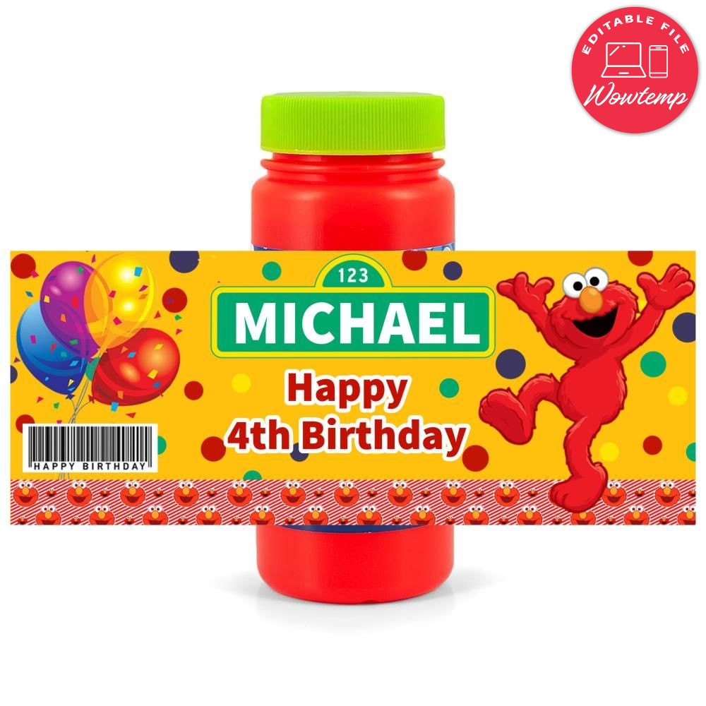 Elmo Bubbles Wrapper Template to Print at Home DIY | Wowtemp