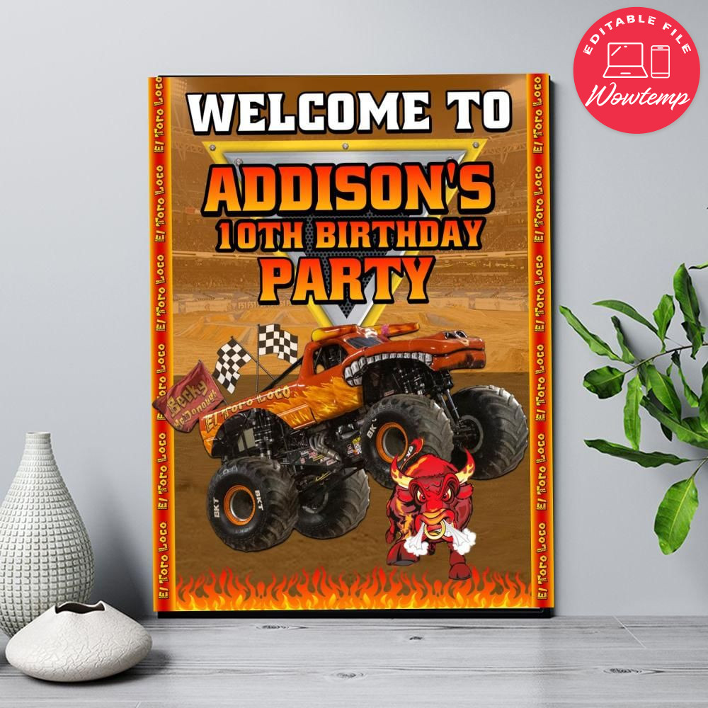 El Toro Loco Birthday Welcome Sign Digital File Printable DIY | Wowtemp
