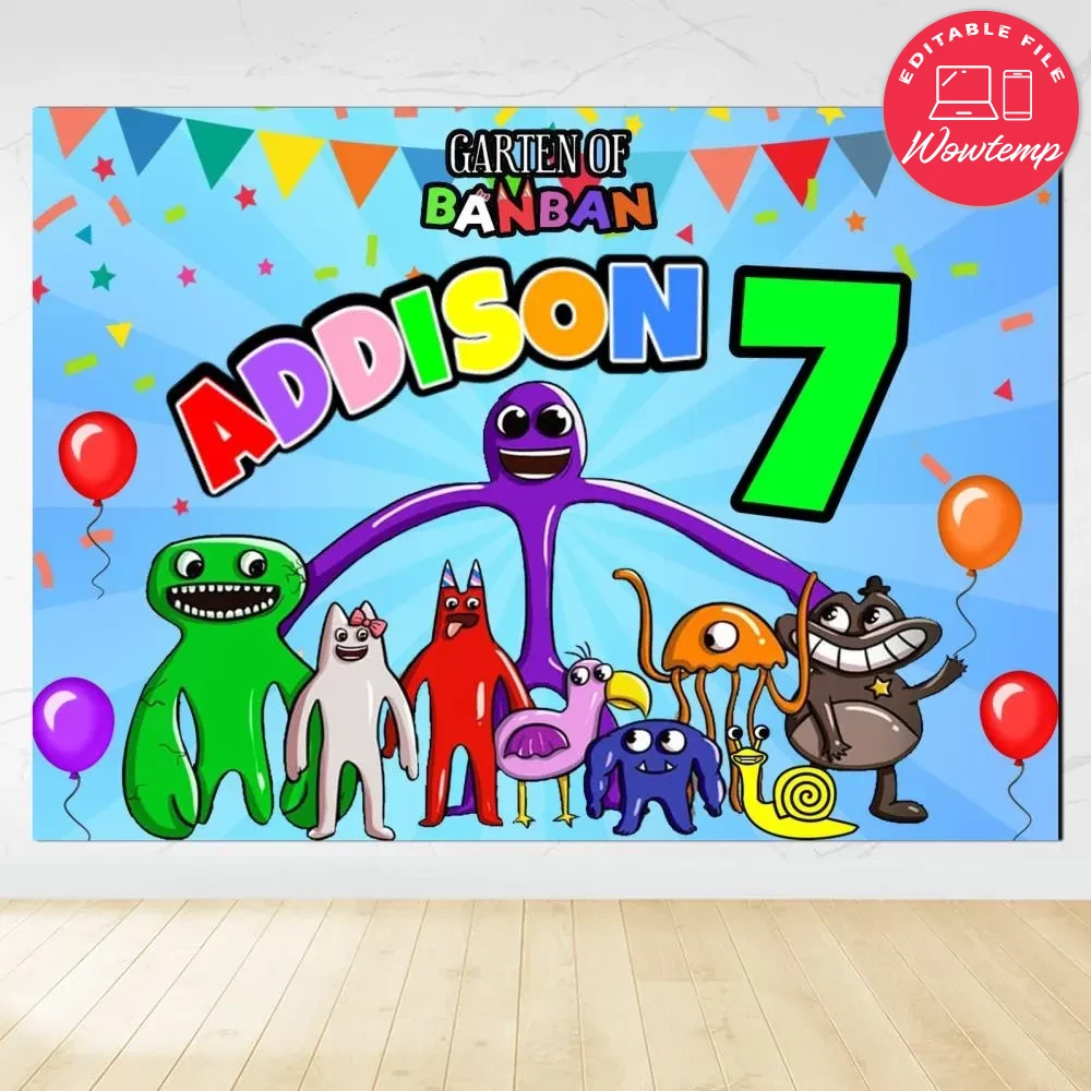 Garten of banban Birthday Backdrop Digital File Template | Wowtemp