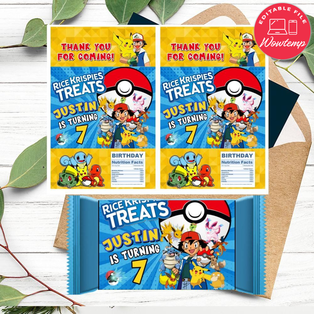 Pokemon Rice Krispies Treats Template Printable Instant Download | Wowtemp