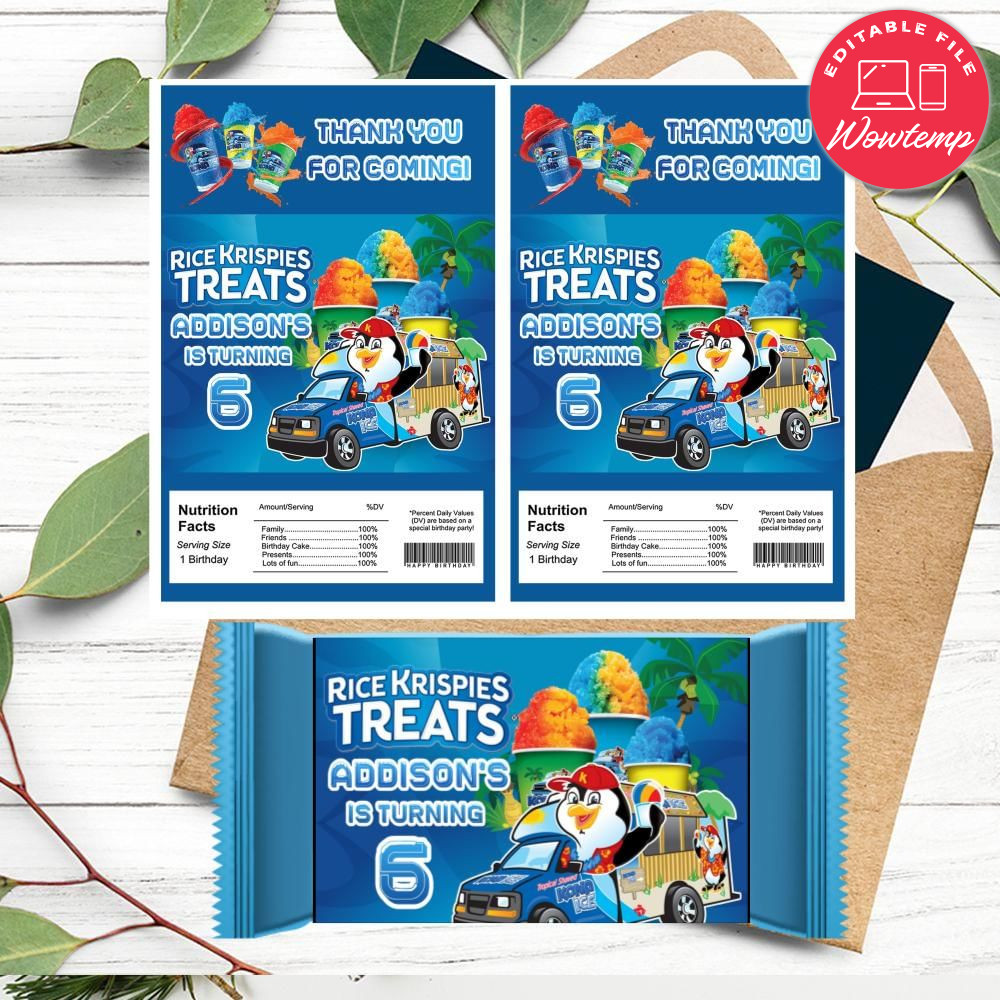 Kona ice Rice Krispies Treats Template Printable | Wowtemp