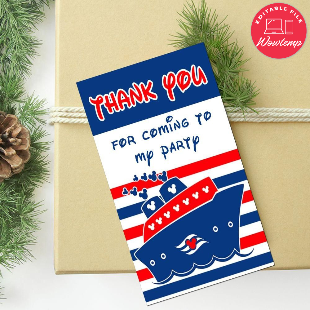 Disney Cruise Thank You Tag Customizable Template | Wowtemp