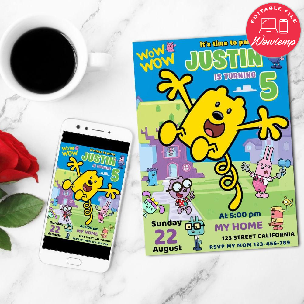 Wow Wow Wubbzy Invitation Customizable Template DIY | Wowtemp