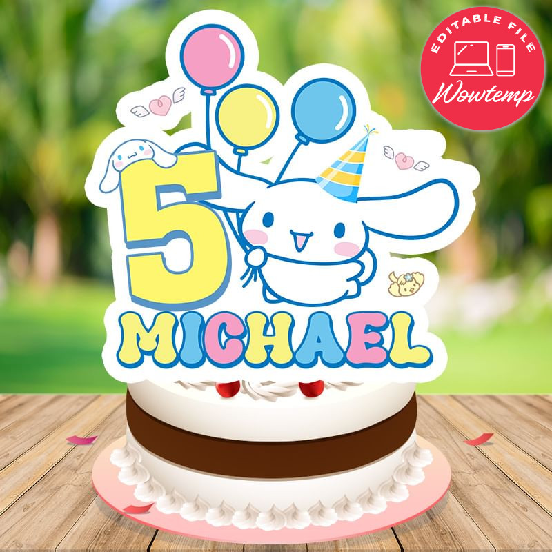 Cinnamoroll Birthday Cake Topper Template Printable | Wowtemp