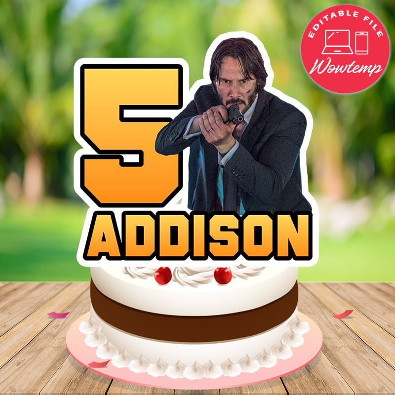 John wick Birthday Cake Topper Template Printable | Wowtemp