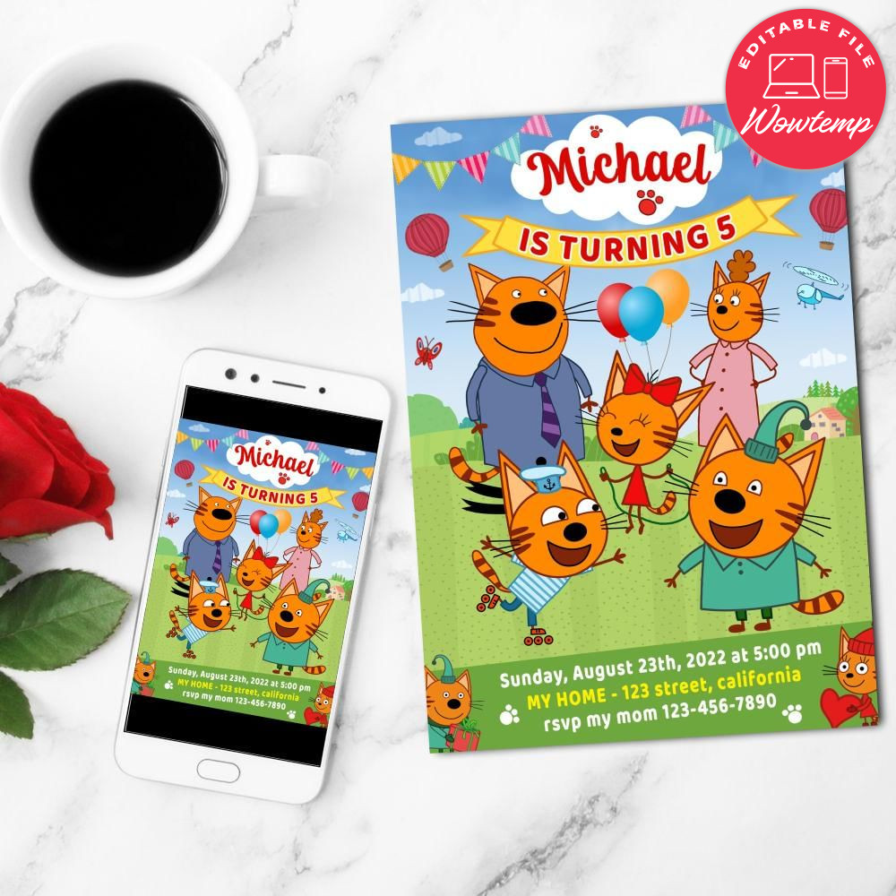 Kid E Cats Invitation Customizable Template DIY | Wowtemp