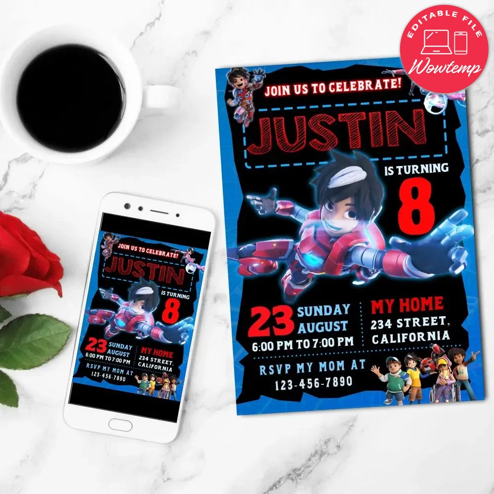 Mechamato Invitation Customizable Template DIY | Wowtemp