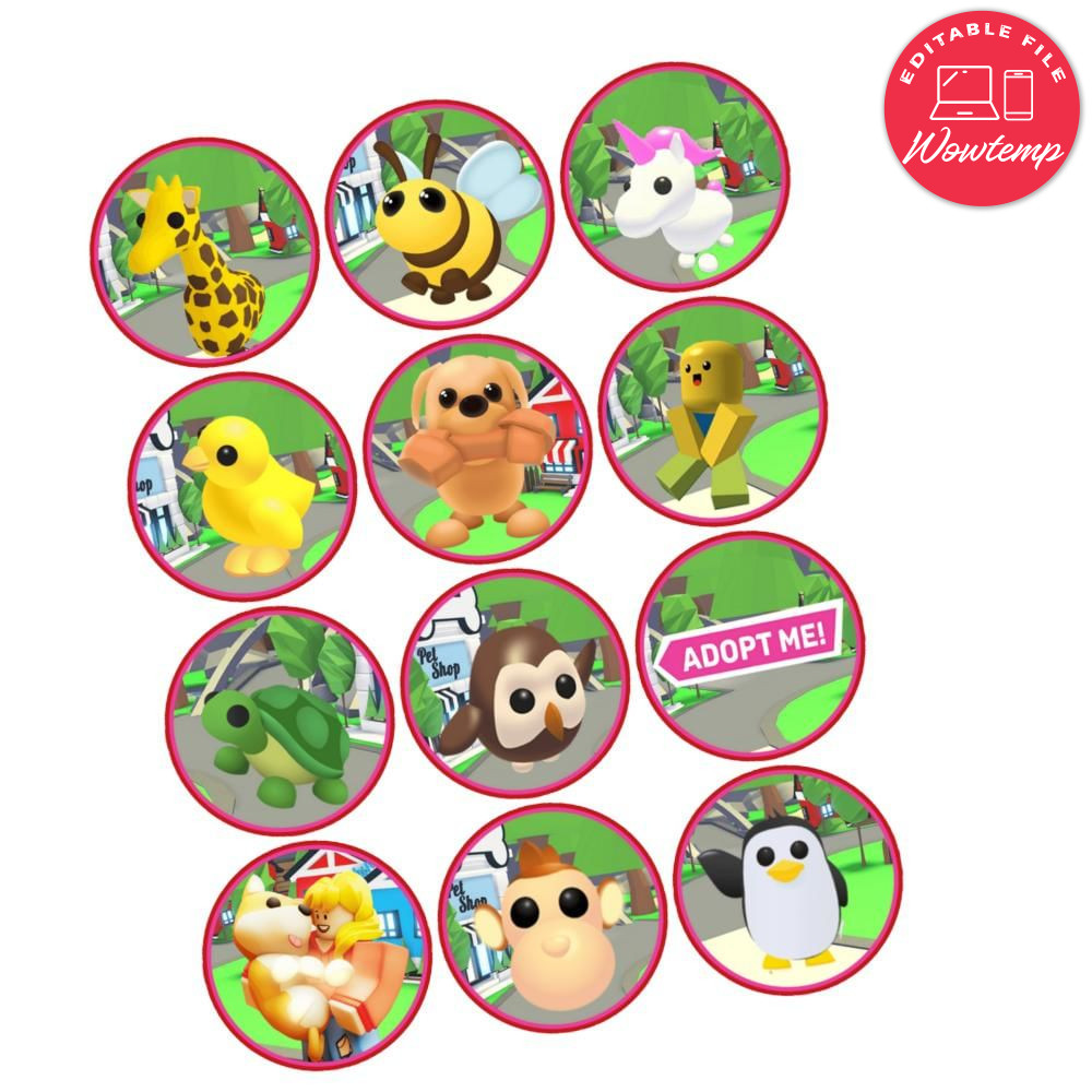 Adopt Me Cupcake Toppers Template Printable Instant Download | Wowtemp