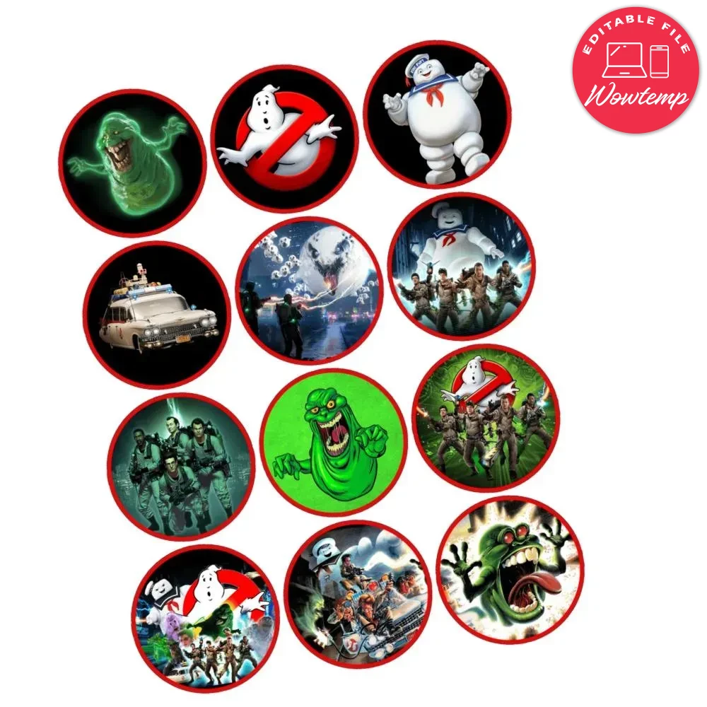 Ghostbusters Cupcake Toppers Template Printable Instant Download | Wowtemp
