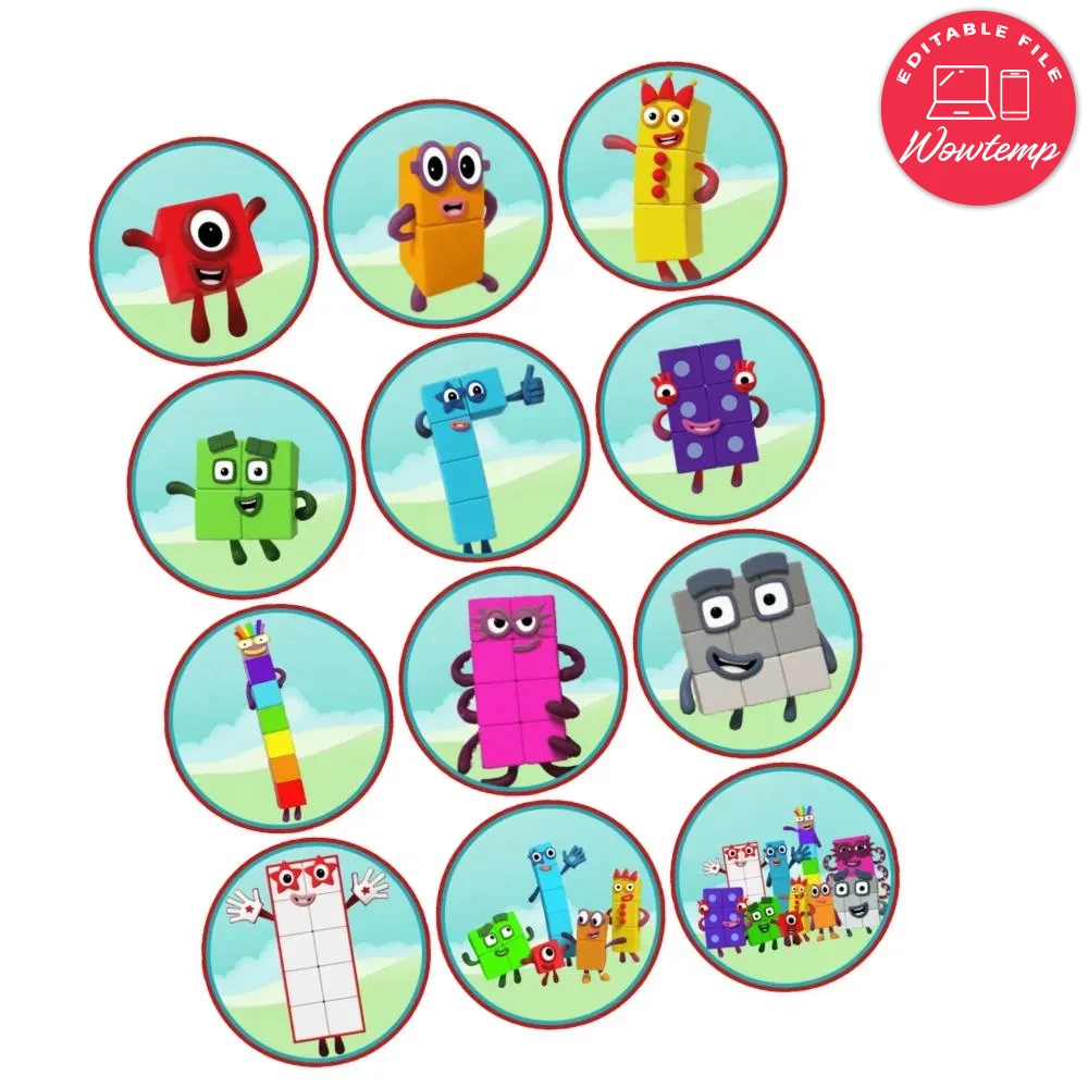Numberblocks Cupcake Toppers Template Printable Instant Download | Wowtemp