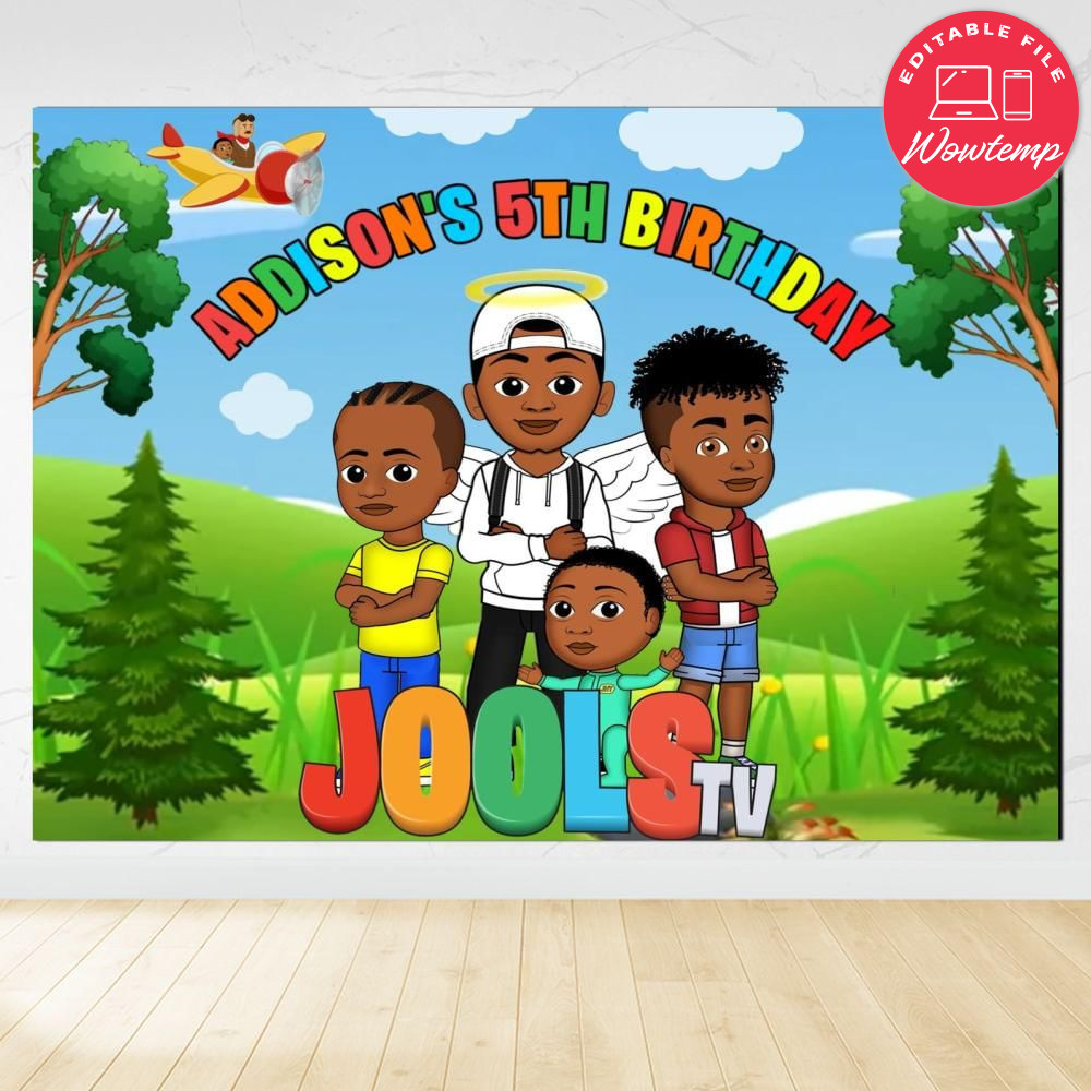 Jools tv Birthday Backdrop Digital File Template | Wowtemp