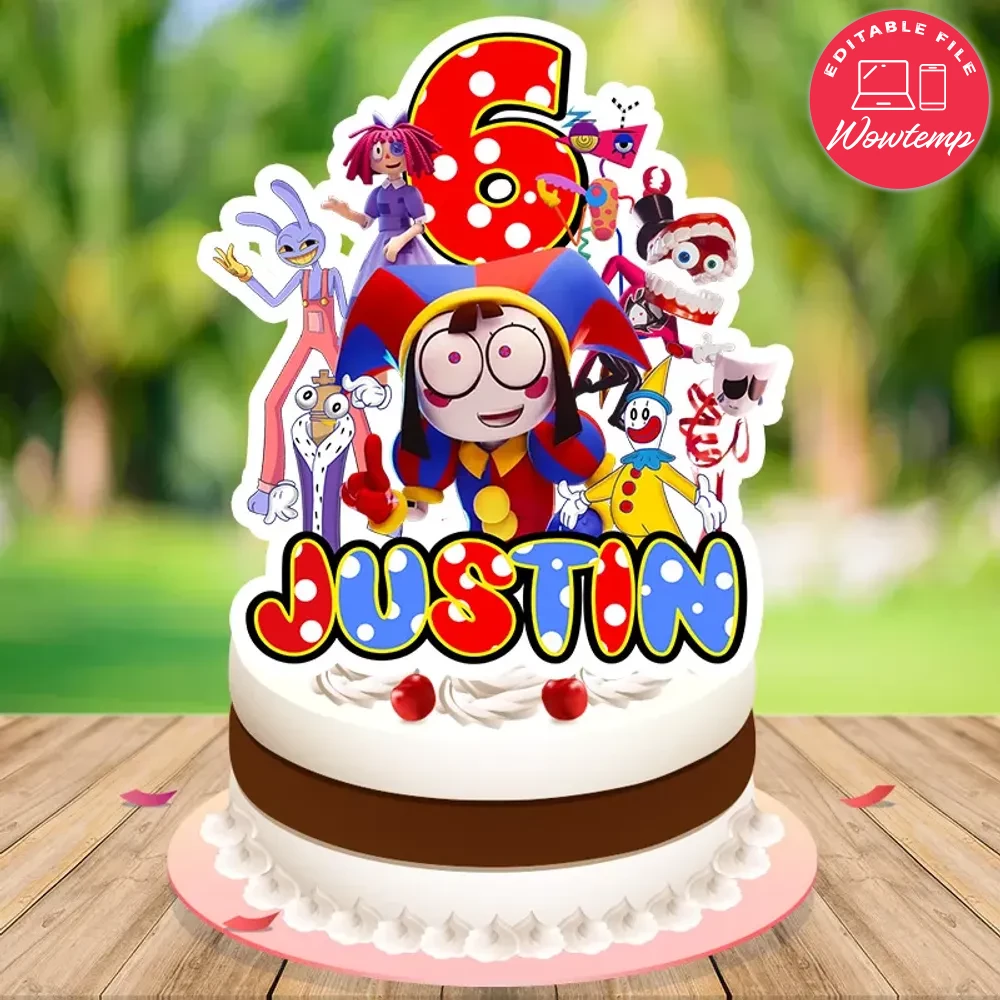 Digital Circus Birthday Cake Topper Template Printable | Wowtemp