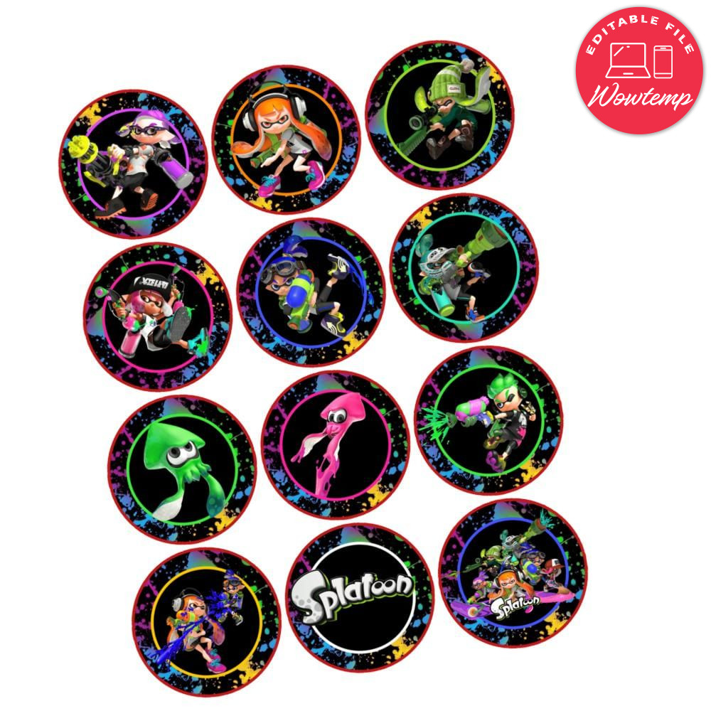 Splatoon Cupcake Toppers Template Printable Instant Download | Wowtemp