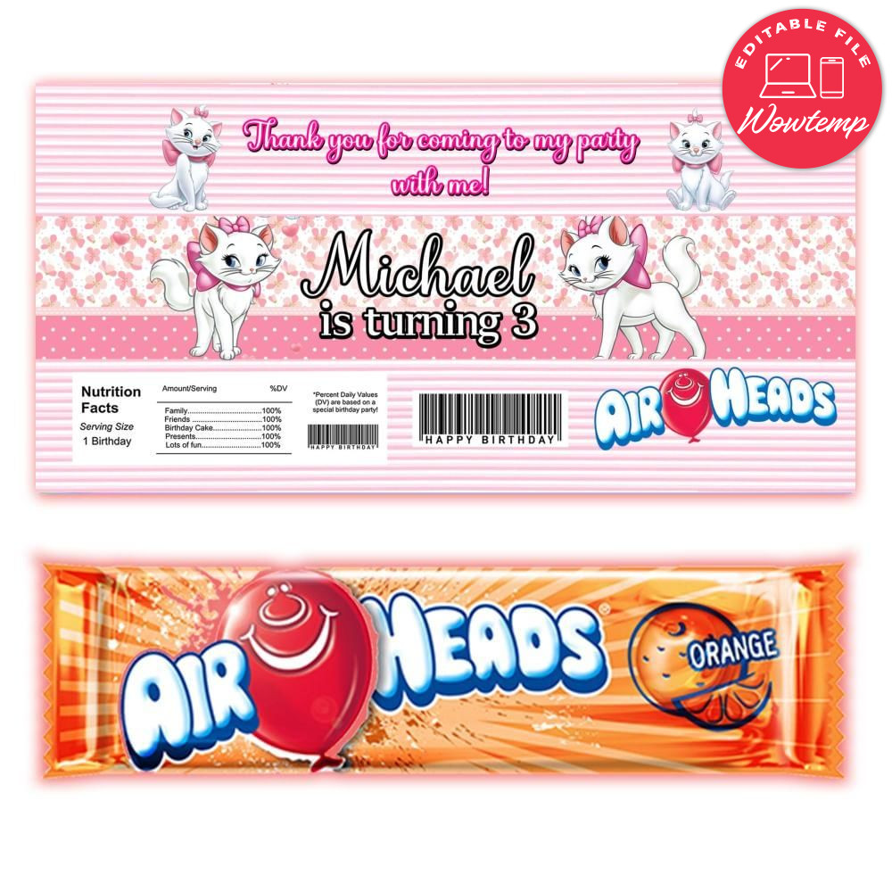 Marie Airhead Candy Wrapper Template Printable | Wowtemp