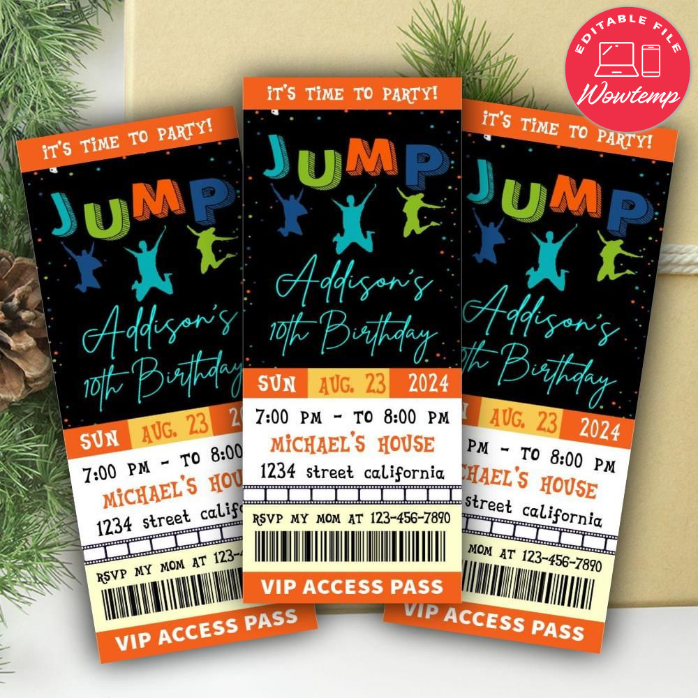 Jump Ticket Invitation Customizable Template | Wowtemp