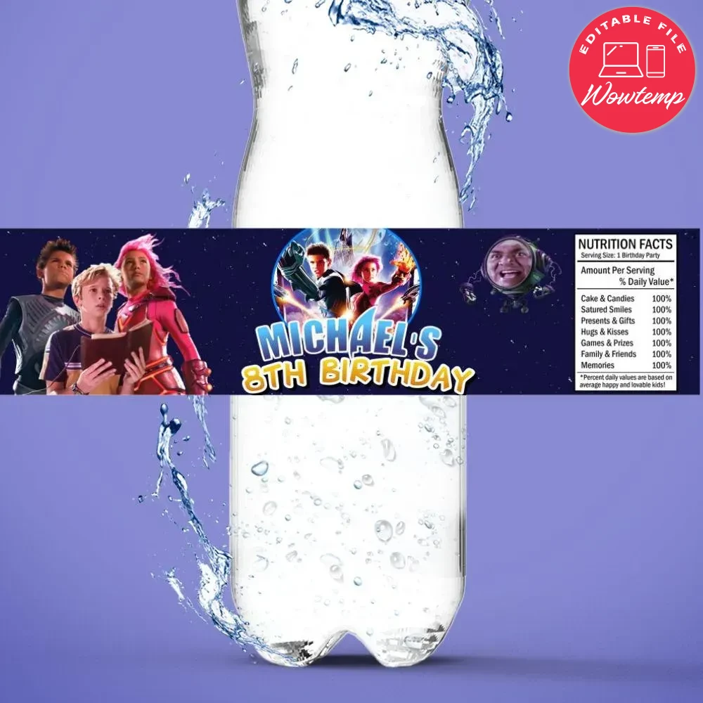 Sharkboy and lavagirl Birthday Water Bottle Label Template | Wowtemp